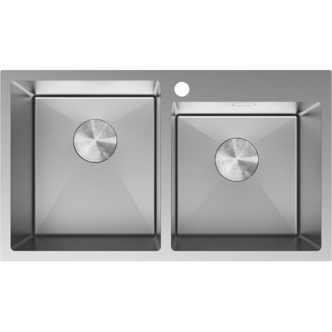 Mexen Xorin évier en acier inoxydable 2 bacs 780 x 450 mm, inox - 6441782000-01