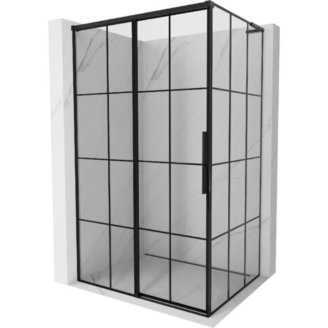 Mexen Rox L cabine de douche coulissante gauche 105 x 80 cm, grille noire, noire - 8C2L-105-080 ...
