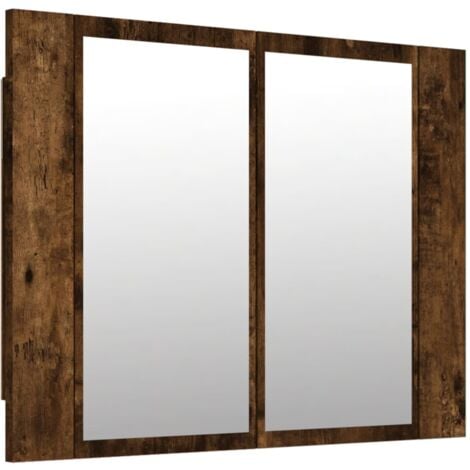 Specchio contenitore con led in rovere affumicato 60 x 12 x 45 cm in ...