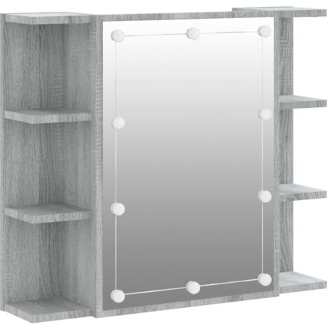 Mobile da bagno con mobile a specchio con LED 70 x 16,5 x 60 cm grigio ...