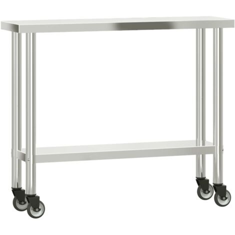 Tavolo da lavoro professionale da cucina con ruote 110 x 30 x 85 cm ...