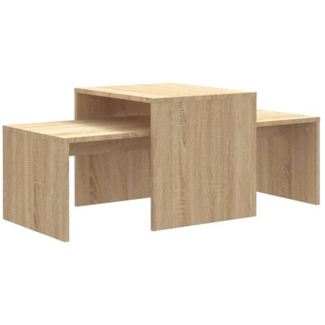 Set di due tavolini bassi ad incastro in multistrato color rovere DEC031269