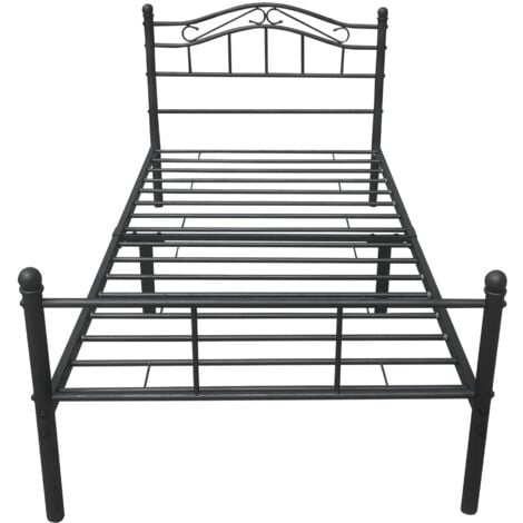 Letto singolo con struttura in acciaio verniciato nero con base in ...