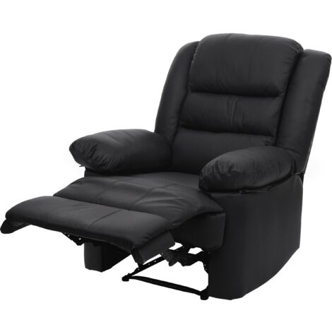 Ampia e comoda poltrona TV reclinabile in pelle nera e PVC 101x87x100 ...