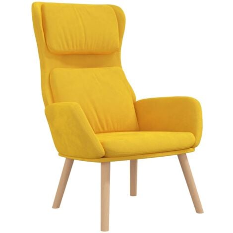 Poltrona lounge design moderno divano poltrona in velluto giallo senape ...