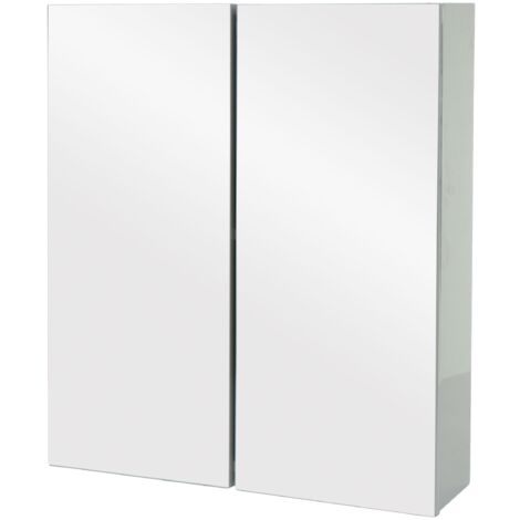 Mobile a specchio mobile da bagno a parete 2 ripiani lucido 70 x 60 x ...