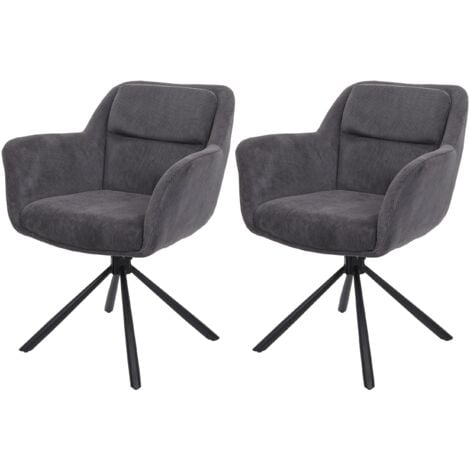 Set di 2 sedie da pranzo girevoli autoposizionanti in velluto a coste grigio 040007361