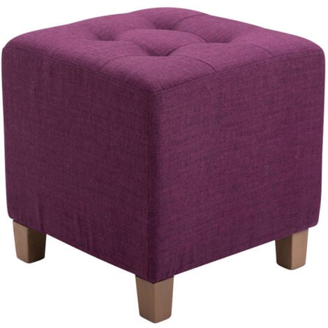 Sgabello basso pouf imbottito poggiapiedi in tessuto lilla piedini in ...