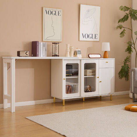Mesa extensible plegable con buffet 122x40x82cm - pies de metal dorado ...