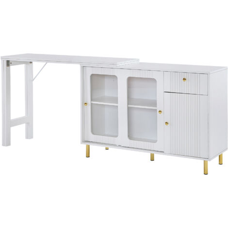 Mesa extensible plegable con buffet 122x40x82cm - pies de metal dorado ...
