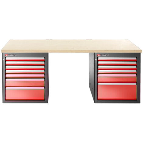 Établi haut en bois Facom JLS3, 13 tiroirs, 2,2m