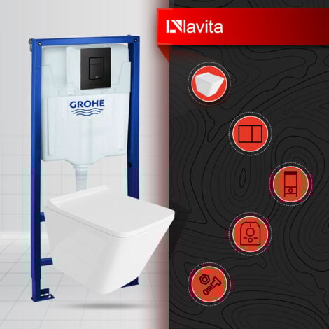 GROHE WC Set mit Vorwandelement, Wand-WC und Spülknopf