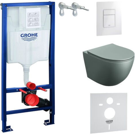 GROHE WC Set mit Vorwandelement, Wand-WC und Spülknopf