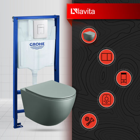 GROHE WC Set mit Vorwandelement, Wand-WC und Spülknopf