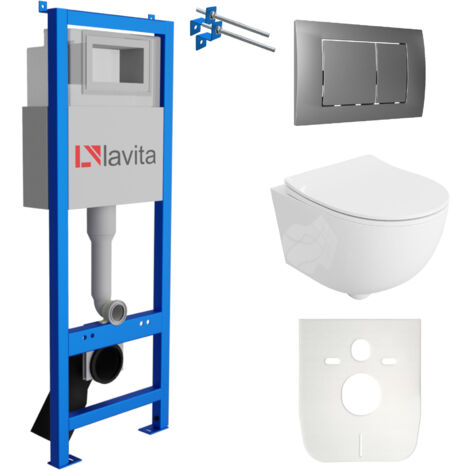 LAVITA WC Set mit Vorwandelement, Wand-WC und Spülknopf