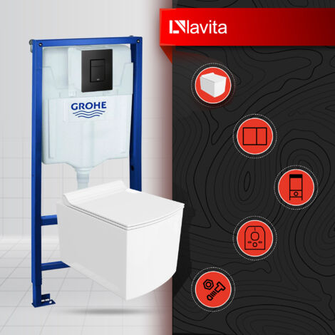 GROHE WC Set mit Vorwandelement, Wand-WC und Spülknopf