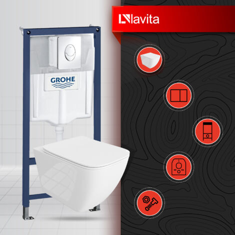 GROHE WC Set mit Vorwandelement, Wand-WC und Spülknopf