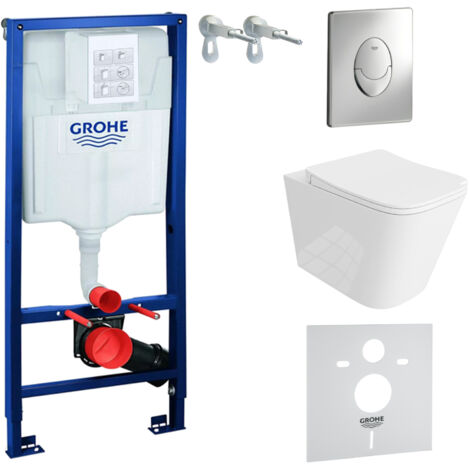 GROHE WC Set mit Vorwandelement, Wand-WC und Spülknopf