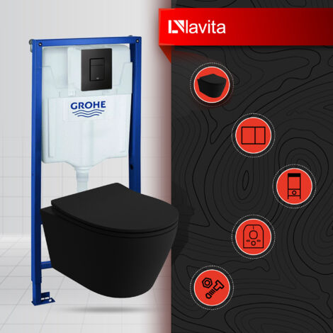 GROHE WC Set mit Vorwandelement, Wand-WC und Spülknopf