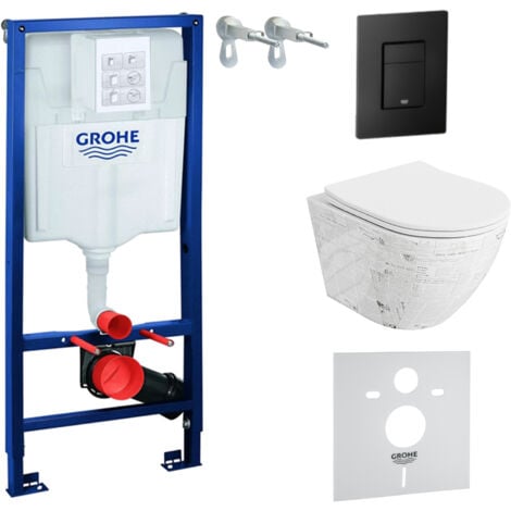 GROHE WC Set mit Vorwandelement, Wand-WC und Spülknopf