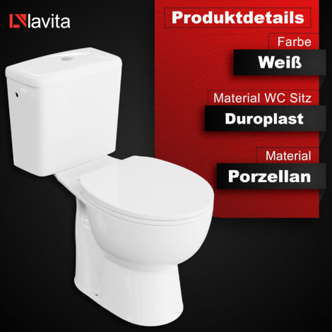 Einteilige Stand-WC CETO-ECO Komplett-Set WC deckel Keramik Toilette