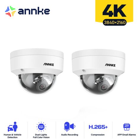 ANNKE 4K 2 x Indoor/Outdoor Surveillance Cameras, Person/Vehicle ...