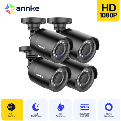 ANNKE 4PCS ANNKE 1080p AHD/TVI/CVI/CVBS Bullet Security Camera, 4-in-1 ...