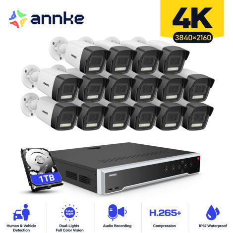 ANNKE 32CH NVR Outdoor Video Surveillance Kit 16×Cameras Email Alert ...