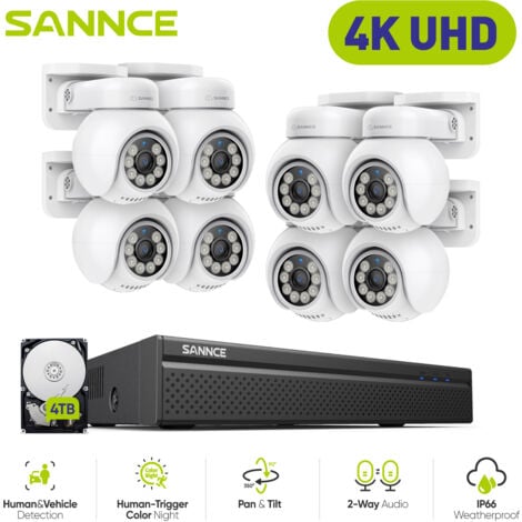 SANNCE 8MP 8 Channel PoE NVR POE Surveillance Kit with 8 CCTV Cameras Indoor Outdoor Security ...