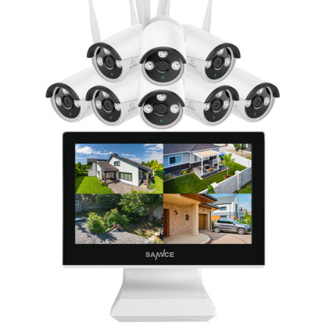 SANNCE 10CH 2K Super HD NVR with 3MP Wireless Camera System, 10.1'' LCD ...