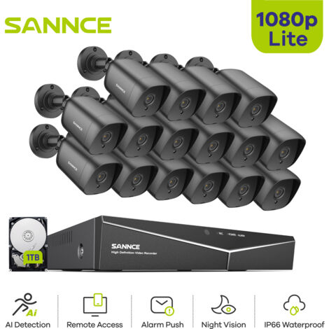 SANNCE 16CH Security Camera System 1080P DVR Smart IR Night Vision ...