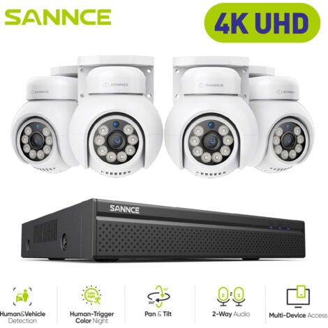 SANNCE 8MP 8 Channel PoE NVR POE Surveillance Kit with 4 CCTV Cameras Indoor Outdoor Security ...