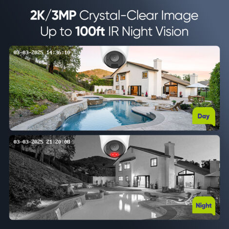 SANNCE 3MP PoE Security Cameras System with Motion Detection APP Push Alert Smart IR LED IP67