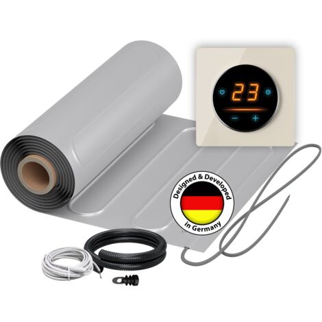 Heizmatte WARMON ALU 150 W/m² mit WiFi-Thermostat OKE-25 Touch und beigem Garda Abdeckrahmen - 1 m²