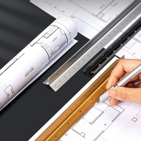 BEBUSINGOTO Reglas de aluminio a escala Regla triangular Escala ...