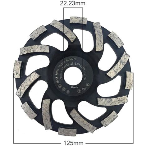 BEBUSINGOTO Disco de lijado de hormigón, disco de diamante de 125 mm para lijar hormigón, piedra ...