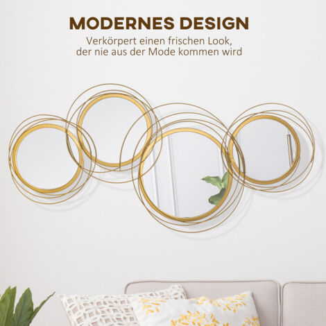 HOMCOM Ensemble de miroirs décoratifs muraux avec 4 miroirs ronds pour ...