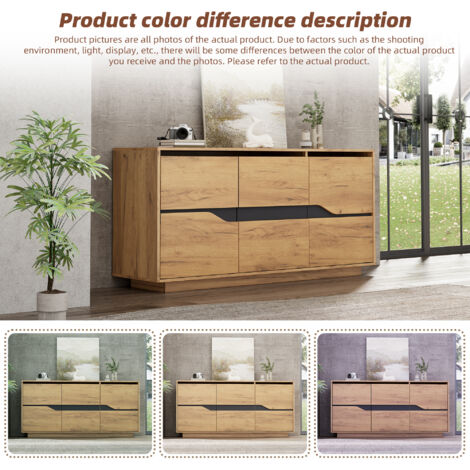 Aparador y cómoda en madera y negro, Cómoda de salón 140 x 40 x 76 cm ...