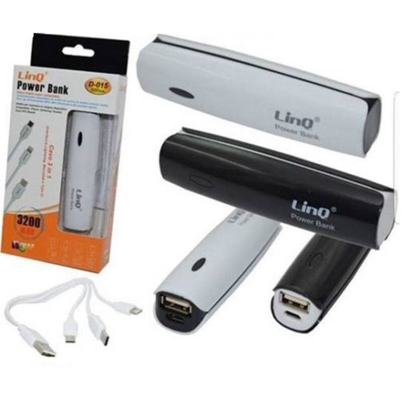 Power Bank External Batteria 3200 Mah With Acvo 3 In 1 Linq D-015