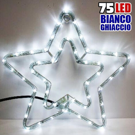 Double étoile De Noël 75 Led Blanc 55x55 Cm Pour L'extérieur