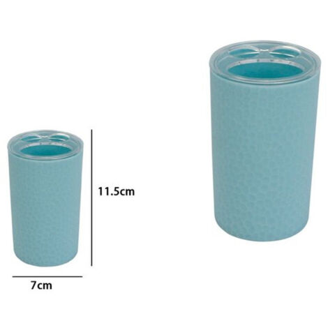 Porta Spazzolini Bicchiere Accessorio Arredo Bagno Azzurro Lavorato 3 ...