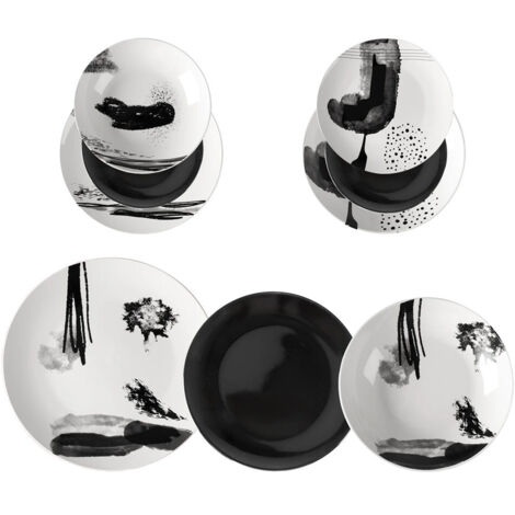 Set Servizio Di Piatti Da Tavola In Porcellana Da 18pz Design Moderno ...