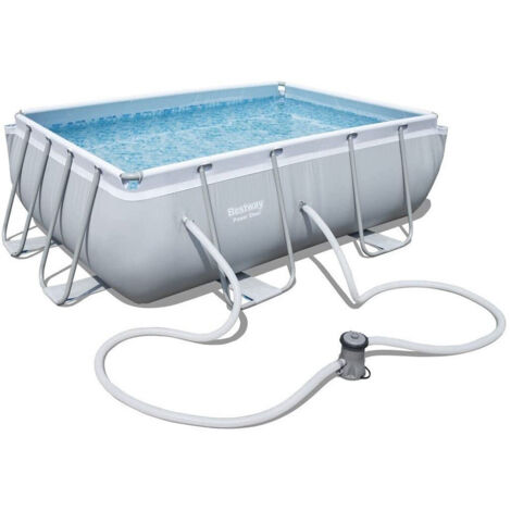 Trade Shop - Piscina Fuori Terra Rettangolare Power Steel 282x196x84cm Pompa Filtraggio 56629