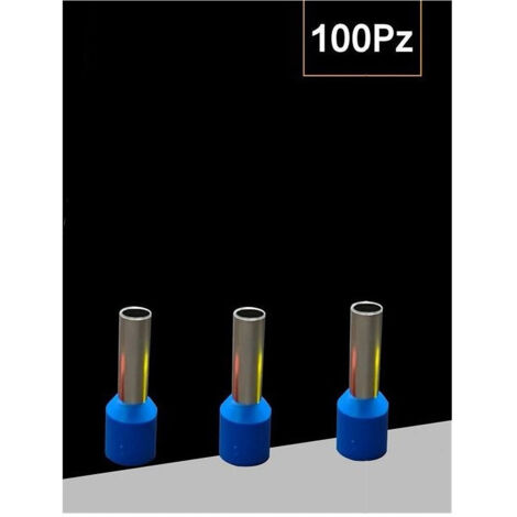 Trade Shop - Confezione 100pz Tubetto Capicorda Isolato Per Cavi Da 4 Mm² Terminale 9mm E4009 - Azul