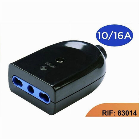Trade Shop - Presa Bivalente P17/11 Elettrica Bipasso 2p+t 10a/16a 250v Max 1500 W Nera 83014