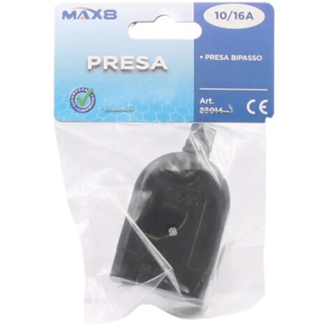 Trade Shop - Presa Bivalente P17/11 Elettrica Bipasso 2p+t 10a/16a 250v Max 1500 W Nera 83014