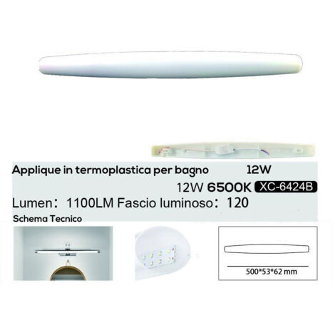 Trade Shop - Applique Led 12 Watt Ip20 Per Specchio Bagno Luce Calda ...