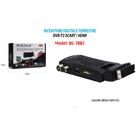 Trade Shop - Decoder Digitale Terrestre Hd Ricevitore Tv Usb Dvb T2 Presa Scart Maxtech Dg-t002