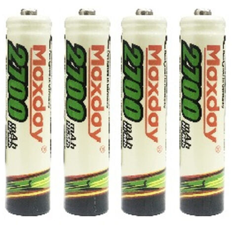 Trade Shop - 4 Pile Aaa Batterie Ricaricabili Mini Stilo 2700 Mah ...