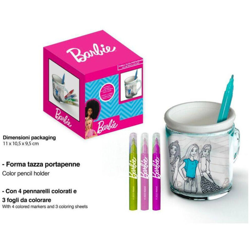 Trade Shop - BARBIE-MALEREI-STIFT-BECHER-GLAS-MARKER-FARBEN-GESCHENKIDEE